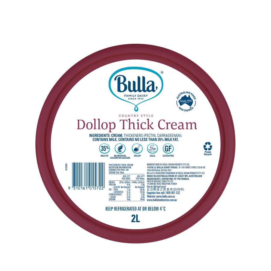 Bulla Thickened Cream 5L | Bulla Foodservice Bulla Thickened Cream 5L | Bulla Foodservice