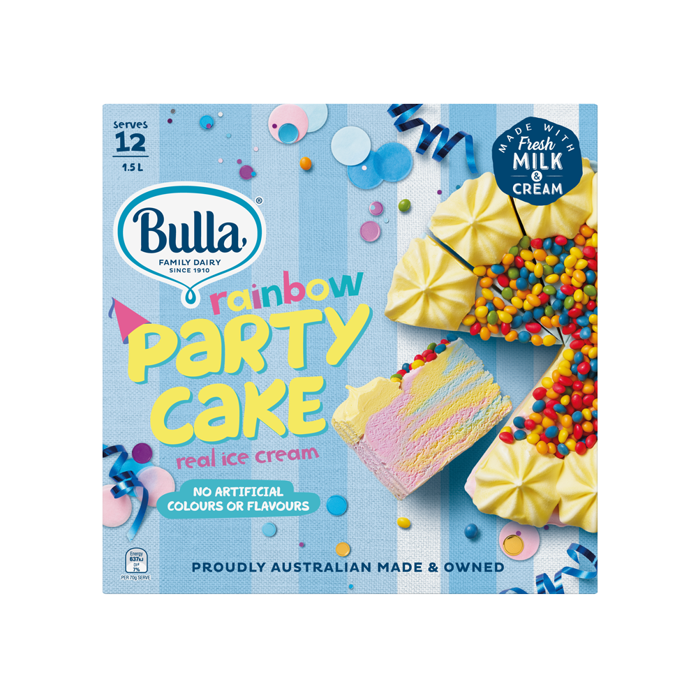 Bulla Rainbow Ice Cream Party Cake 1 5l Bulla Foodservice