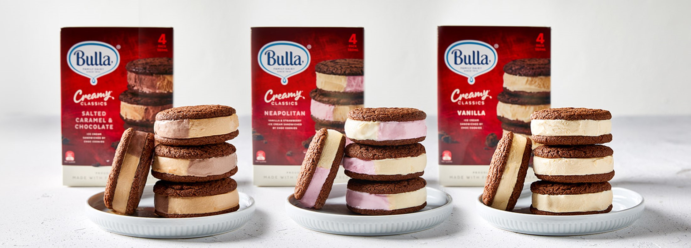 New creamy classics ice cream sandwiches | Bulla Foodservice