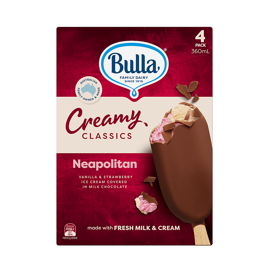 Bulla Creamy Classics Neapolitan 4 Pack Bulla Foodservice